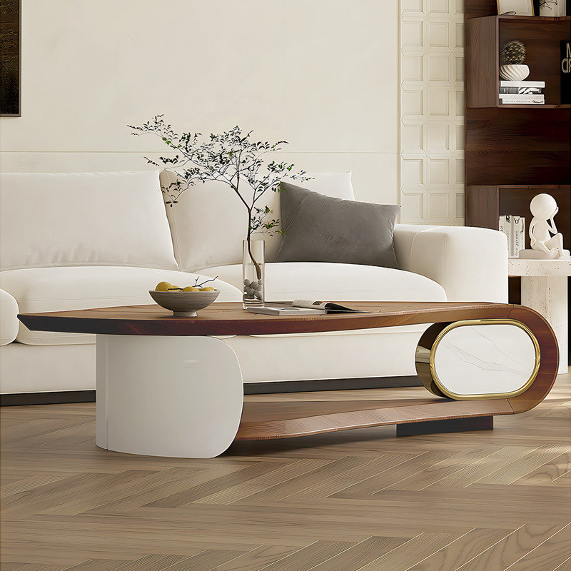 No Assembly Required Unique Design Leaf Shaped Coffee Table Ivy Bronx